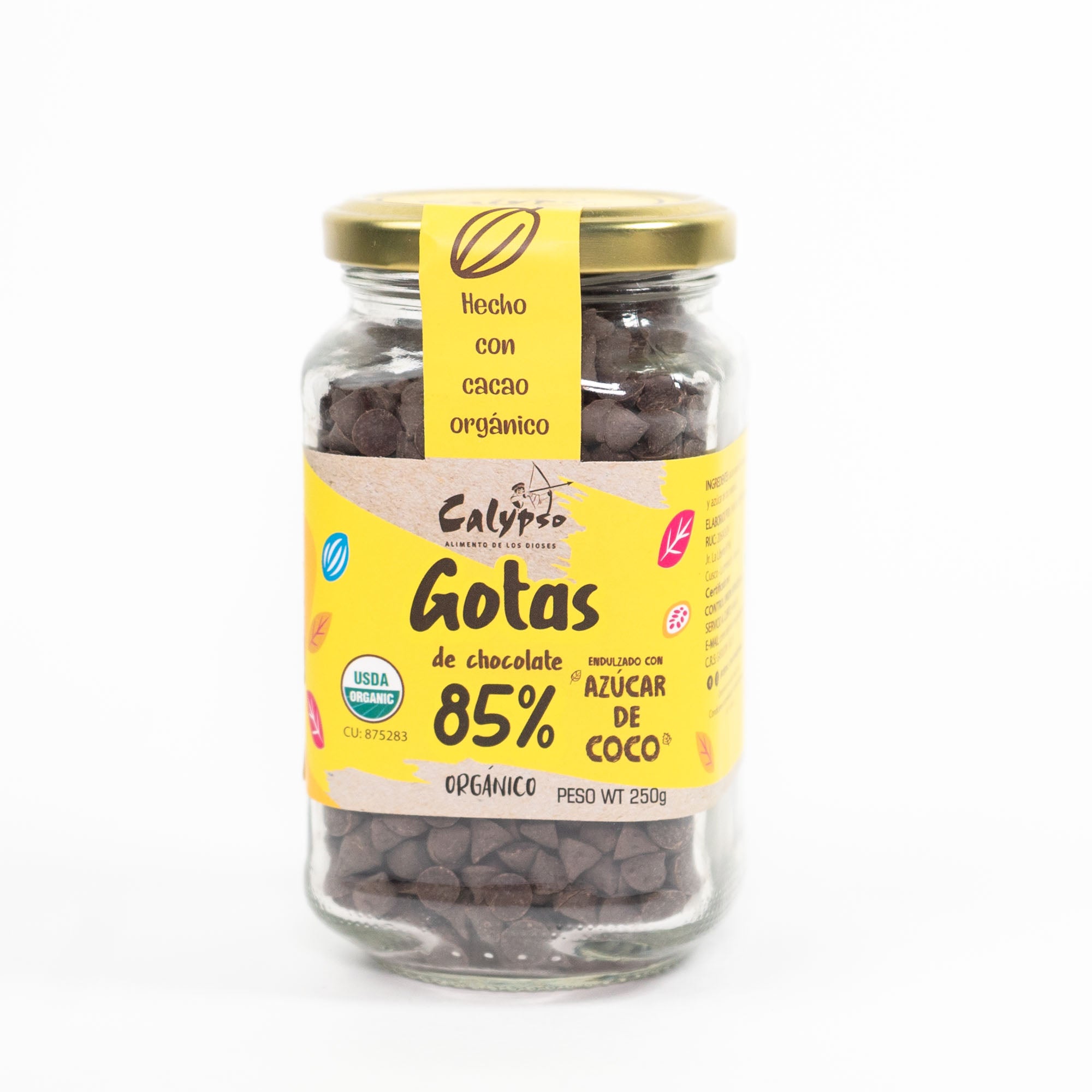 GOTAS DE CHOCOLATE 85% ENDULZADA CON AZÚCAR DE COCO ORGÁNICO CHUNCHO ...